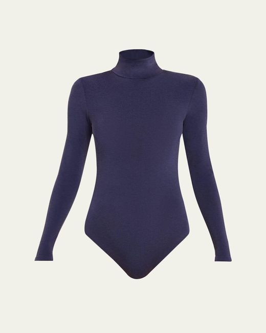 Wolford Colorado Turtleneck Thong Bodysuit in Blue | Lyst