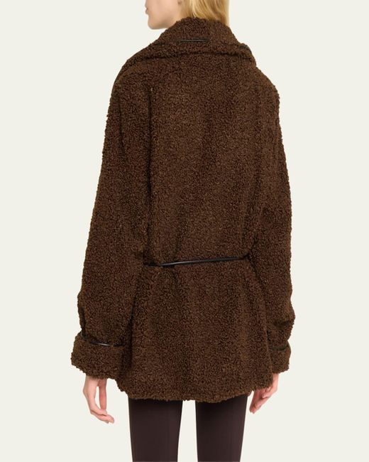 Jonathan Simkhai Kimia Faux Fur Tie Waist Jacket in Brown | Lyst