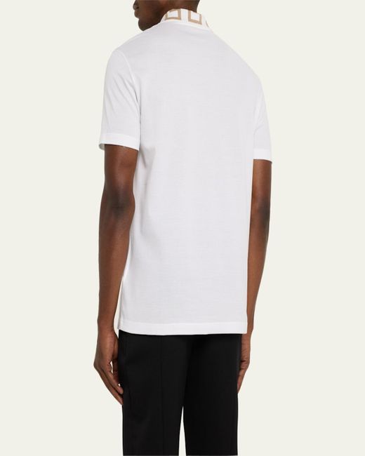 Versace Greca-Collar Polo Shirt in White for Men | Lyst