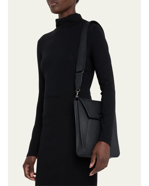 Akris Anouk Medium Flap Leather Messenger Bag in Blue | Lyst