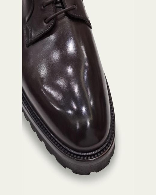 Bergdorf Goodman Lug-Sole Calfskin Derby Shoes in White for Men | Lyst