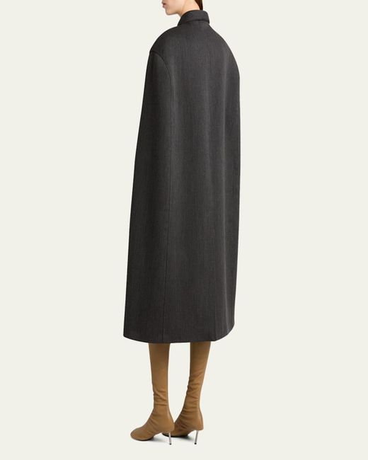 Jil Sander Oversized Double-Breasted Wool Cape in Black | Lyst