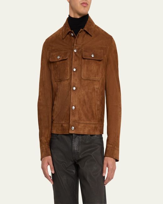 Ralph Lauren Luxe Suede Trucker Jacket in Brown for Men | Lyst