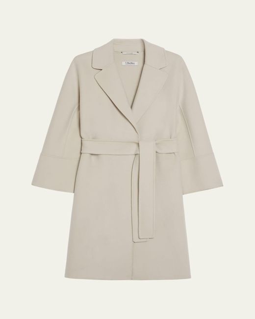 Max Mara Arona Self-Tie Wool Coat in Natural | Lyst