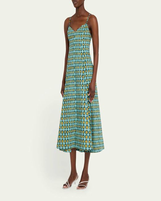 Christopher John Rogers Wiggle Dot V-Neck Midi Dress in Green | Lyst