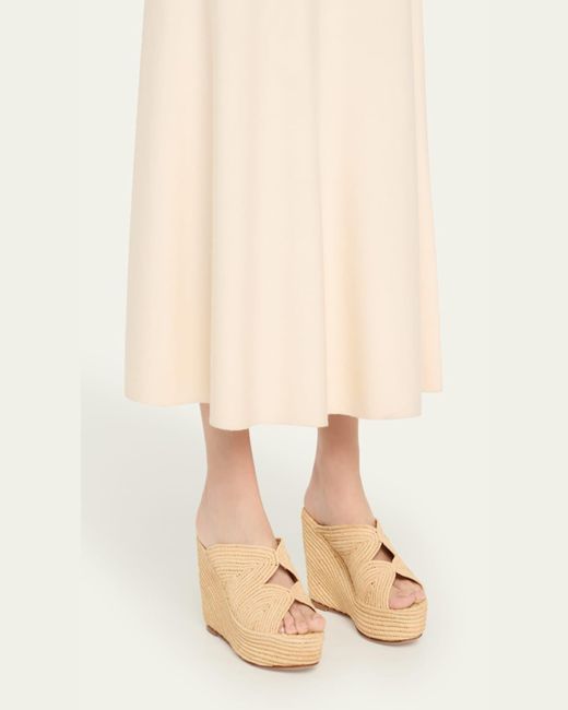 Carrie Forbes Lilou Raffia Platform Wedge Mules in Natural | Lyst