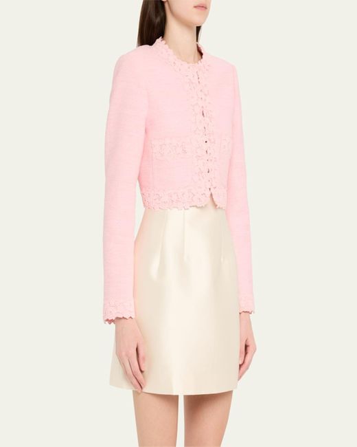 LoveShackFancy Leilana Lace-Trim Jacket in Pink | Lyst