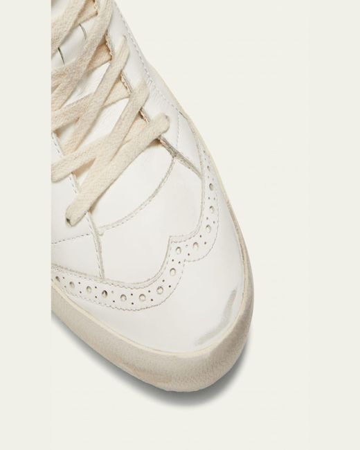Golden Goose Mid Star Denim Wing-tip Sneakers in Natural | Lyst