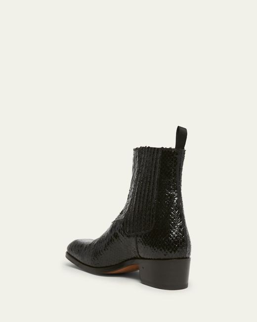Tom Ford Kenneth Python-Effect Patent Chelsea Boots in Black for Men | Lyst