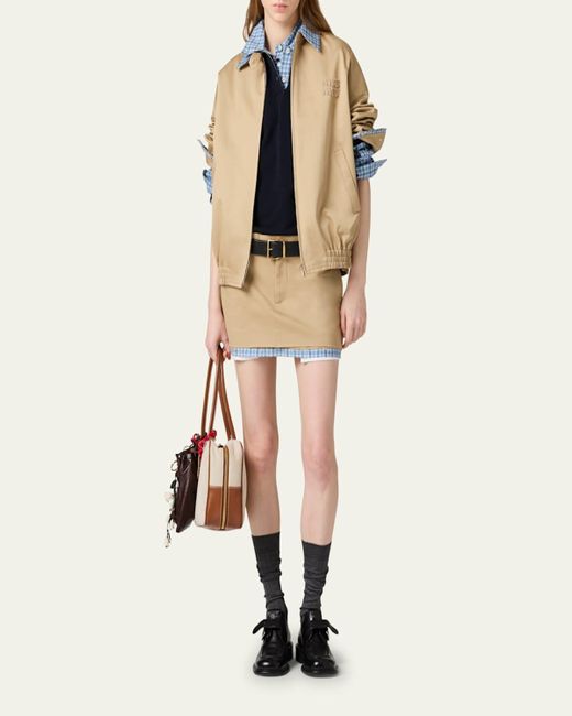 Miu Miu Mini Chino Skirt in Natural | Lyst