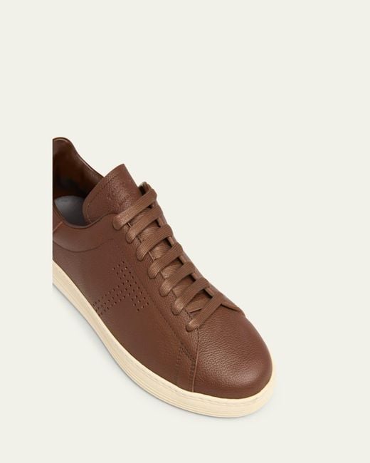 Tom Ford Warwick Soft Grain Leather Sneakers in Brown for Men | Lyst