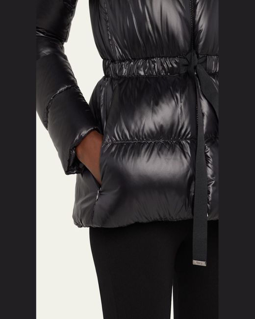 Herno Shiny Down Puffer Jacket With Drawstring Waist in Black | Lyst