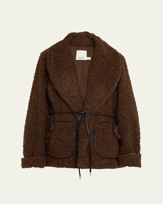 Jonathan Simkhai Kimia Faux Fur Tie Waist Jacket in Brown | Lyst