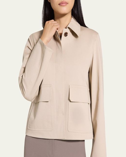 Theory Short Boxy Trench Jacket in Natural | Lyst