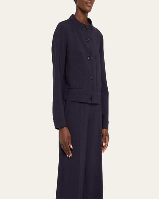 Max Mara Lamine Funnel-Neck Cotton Jacket in Blue | Lyst