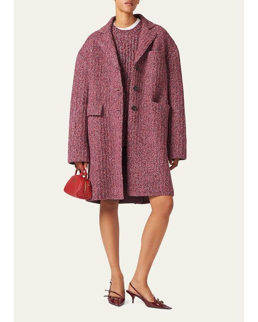 Miu Miu Ribbed Cashmere Wool Oversized Coat In Red Lyst