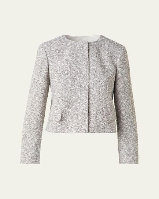 Akris Adriana Short Tweed Boucle Jacket in Gray | Lyst