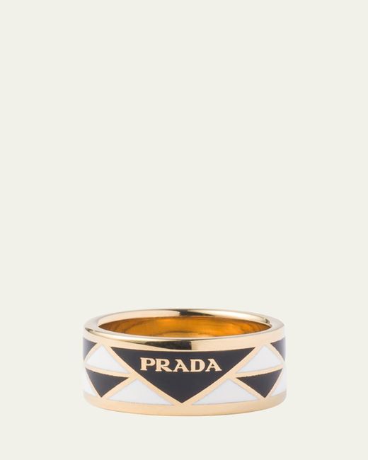 Prada Triangle Symbole Enamel Ring in Natural | Lyst