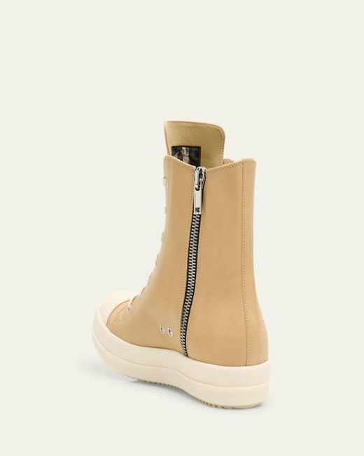 Rick Owens Spalla Leather High-Top Sneakers in Natural for Men | Lyst