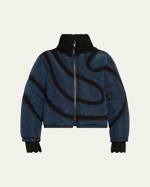 Sea Averie Windbreaker Crochet Puffer Jacket in Blue | Lyst