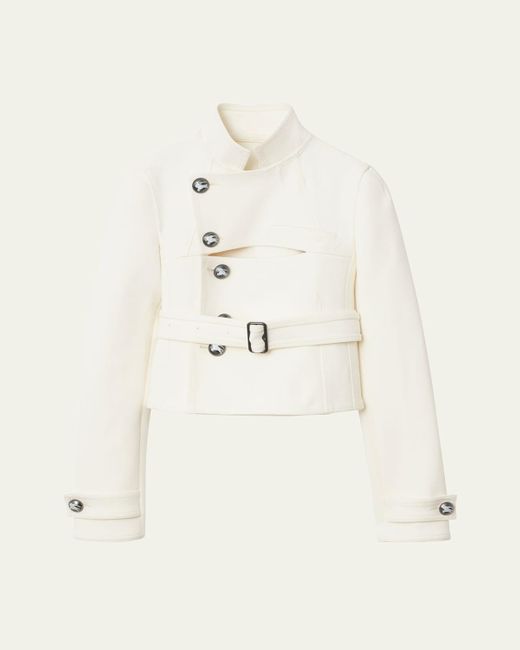 Burberry Giu Button-Panel Belted Slim Jacket in Natural | Lyst