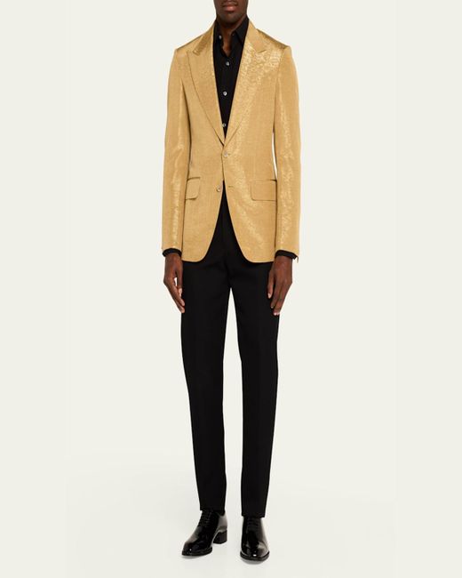 Tom Ford Shelton Metallic Slub Moire Cocktail Jacket in Natural for Men ...
