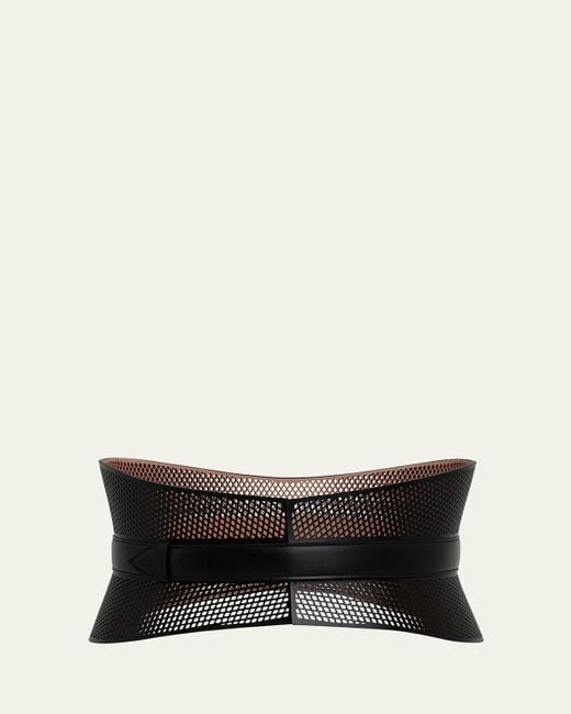 Alaïa Curved Wide Bustier Leather Belt in White | Lyst