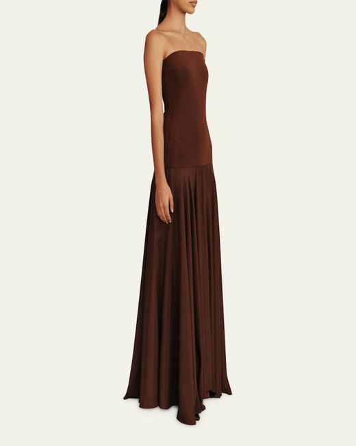 Esse Studios Illi Strapless Drop-Waist Maxi Dress in Brown | Lyst