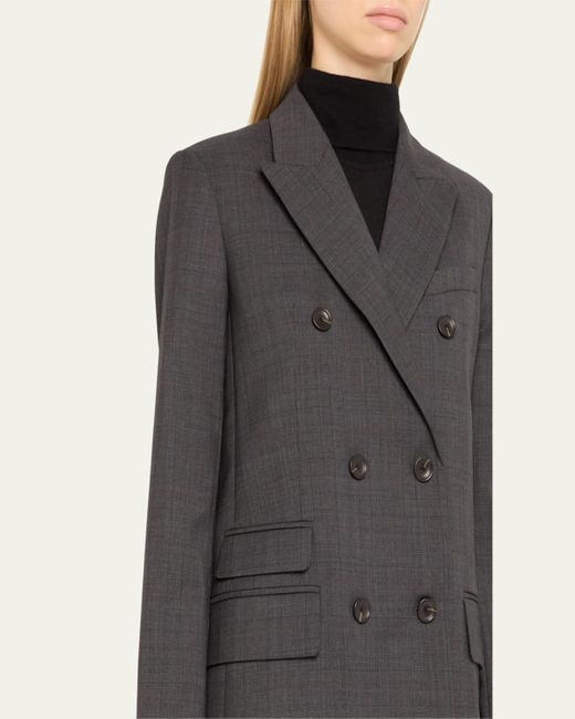 Maria McManus Cloak Double-Breasted Wool Blazer in Gray | Lyst