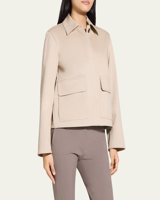 Theory Short Boxy Trench Jacket in Natural | Lyst