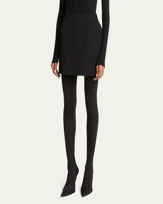 Balenciaga Hourglass Wool Mini Skirt in Black | Lyst
