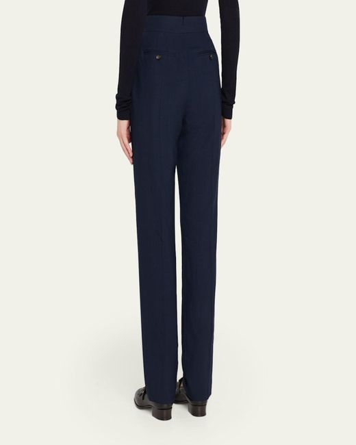 Loro Piana Sam Breeze Wool Straight-Leg Trousers in Blue | Lyst
