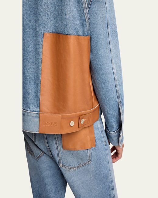 Loewe Denim Trucker Jacket With Leather Patch in Blue for Men | Lyst