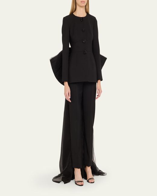 Carolina Herrera Open-Back Collarless Jacket With Removable Bow in ...