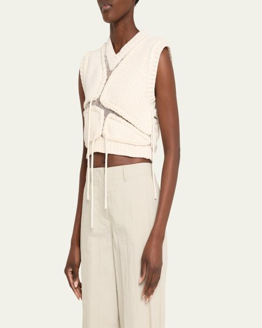 AISLING CAMPS Tortoise Mesh Cropped Vest in Natural | Lyst