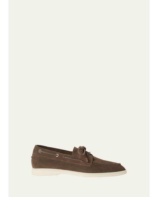 Loro Piana Sea-sail Walk Suede Boat Shoes in Natural for Men | Lyst