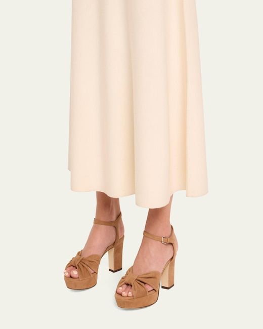 Jimmy Choo Heloise Suede Knot Platform Sandals in Natural | Lyst