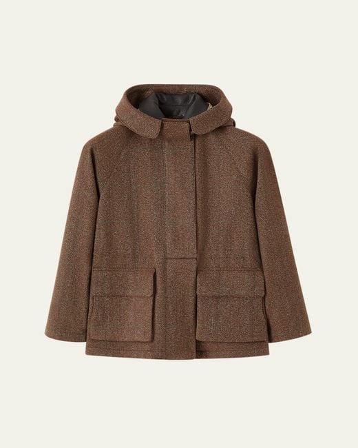 Loro Piana Horsey Cashmere Mini Parka Jacket in Brown | Lyst