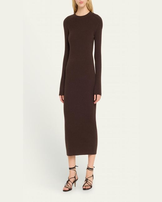 IRO Liette Ribbed Cashmere Midi Dress in Brown | Lyst
