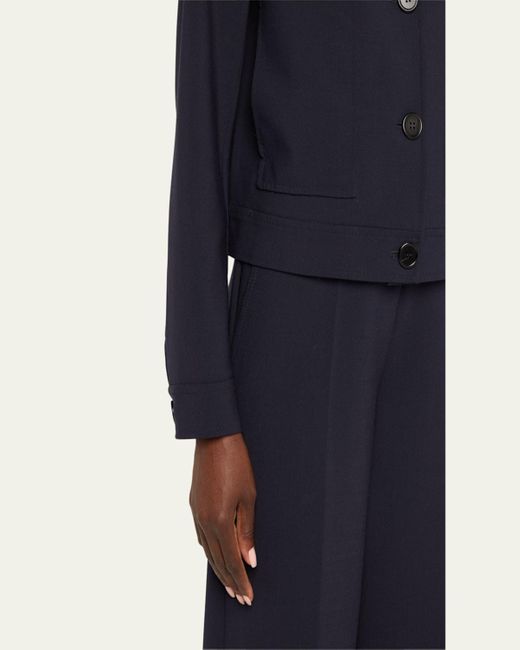 Max Mara Lamine Funnel-Neck Cotton Jacket in Blue | Lyst