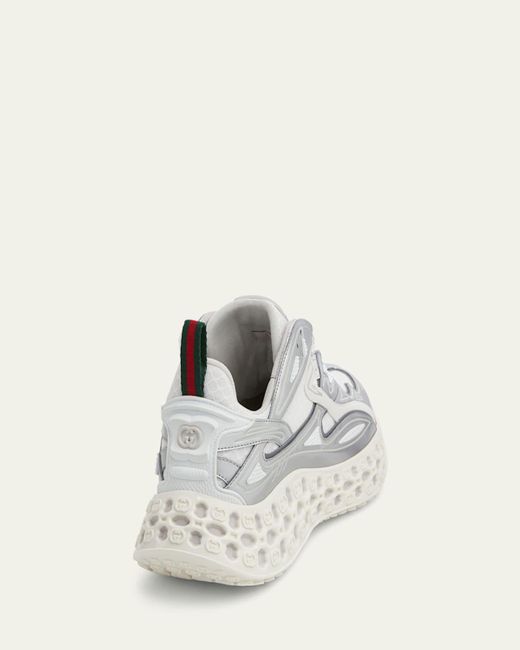 Gucci Cub3D Metallic Demetra And Mesh Runner Sneakers in Natural for ...