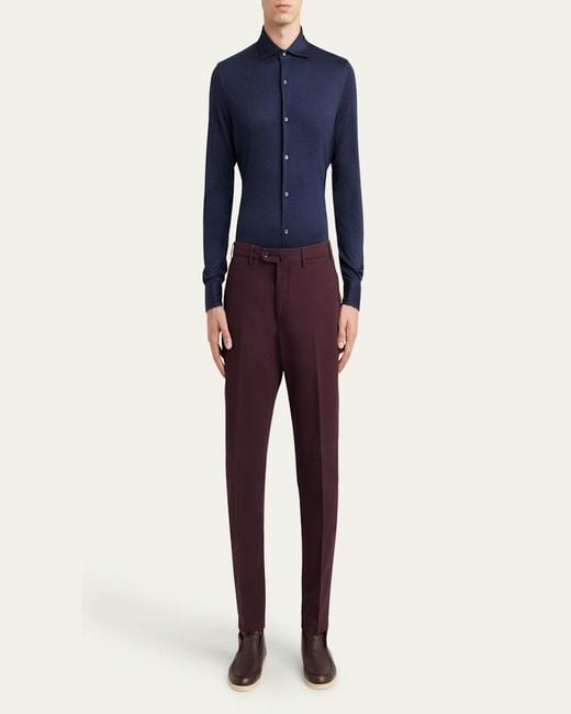Loro Piana Carlo Hyannis Straight Cotton Trousers in Blue for Men | Lyst