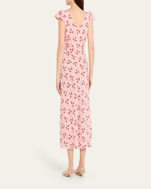 Ciao Lucia Aurora Floral Flutter-Sleeve Midi Dress in Pink | Lyst