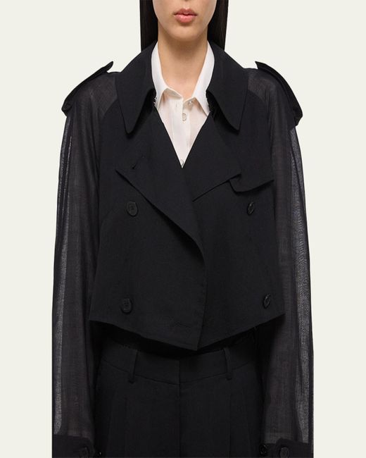 Helmut Lang Short Cocoon Trench Coat in Black | Lyst