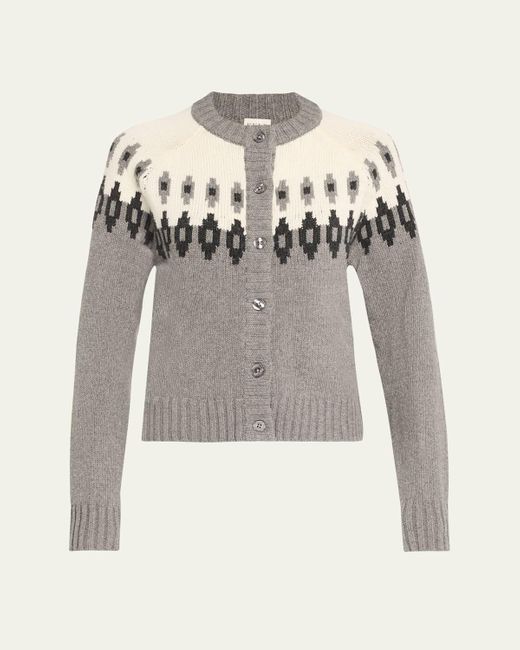 Kule The Freya Fair Isle Cardigan in Gray | Lyst