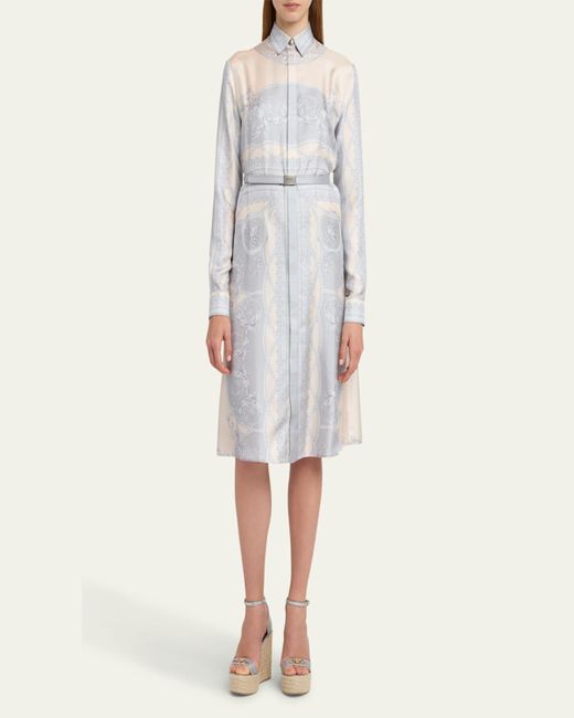 Versace Barocco Foulard Coupe Des Dieux Dress in Gray | Lyst