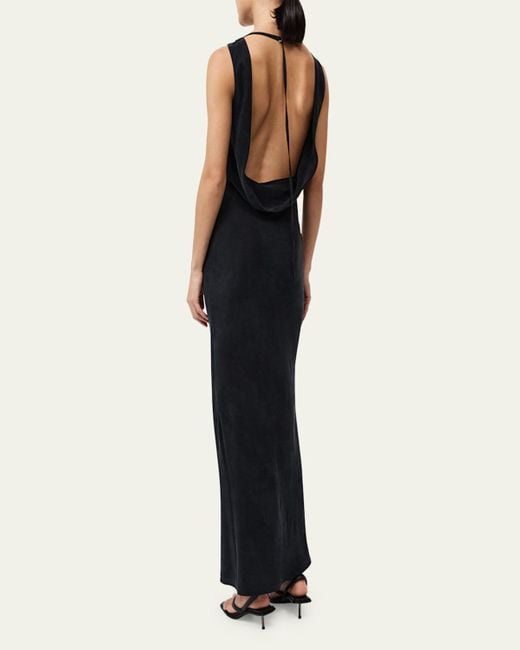 St. Agni Draped Cowl Back Dress in Black | Lyst