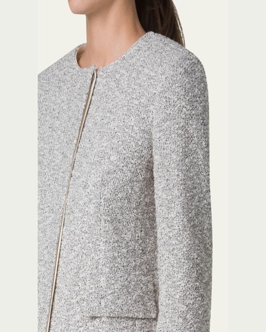 Akris Adriana Short Tweed Boucle Jacket in Gray | Lyst
