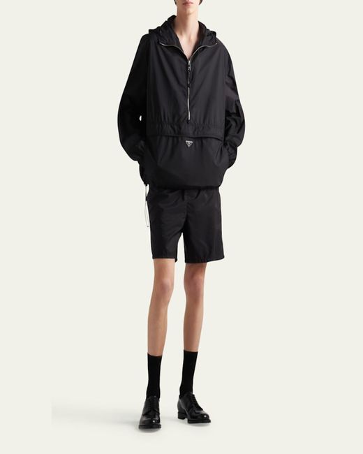 Prada Triangle Logo Swim Trunks in Black for Men | Lyst