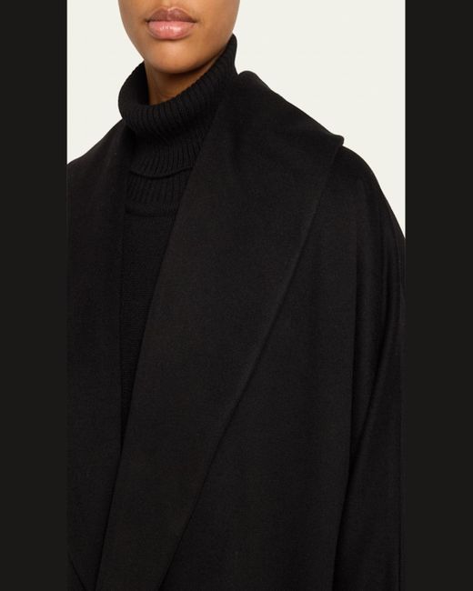 Eskandar Wool-Cashmere Shawl-Collar Cuffed Coat in Black | Lyst
